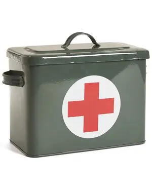 TWO'S COMPANY Two's Company First Aid Storage Box With 3-Section Tray Insert - Metallic
