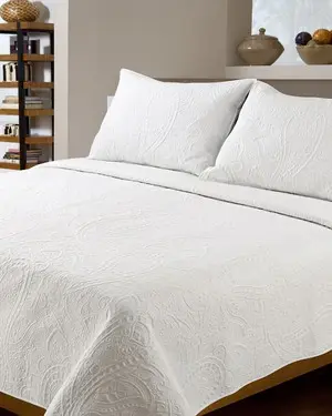 MELANGE HOME Mélange Home Pretty Paisley Stitch Cotton Shell Quilt Set - Nocolor