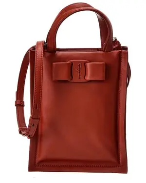 FERRAGAMO Ferragamo Viva Bow Mini Leather Tote - Red