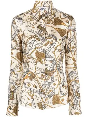 Moschino Bridle-print Silk Shirt