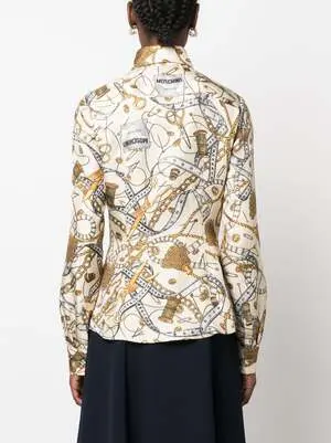Moschino Bridle-print Silk Shirt