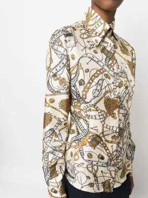 Moschino Bridle-print Silk Shirt