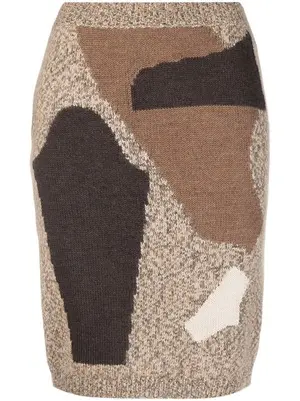 Moschino Intarsia Knit-pattern Pencil Skirt - Neutrals