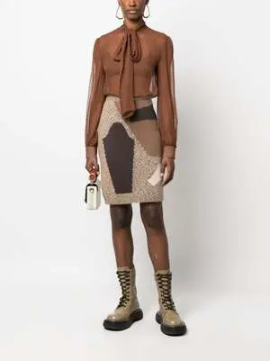 Moschino Intarsia Knit-pattern Pencil Skirt