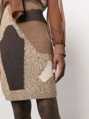 Moschino Intarsia Knit-pattern Pencil Skirt