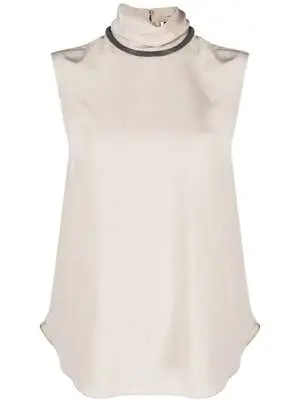 Brunello Cucinelli Monili-embellished Silk Blouse