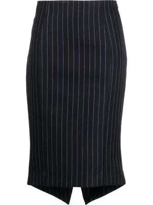 Moschino Striped Virgin-wool Midi Skirt - Blue