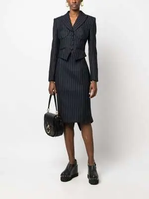 Moschino Striped Virgin-wool Midi Skirt