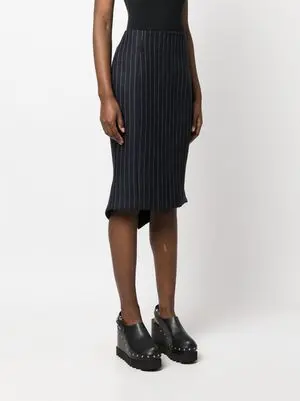 Moschino Striped Virgin-wool Midi Skirt