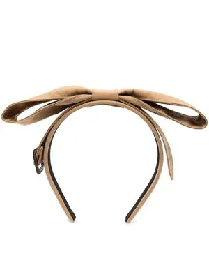 Moschino Buckle-detail Oversized Bow Headband - Neutrals