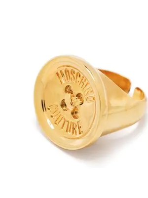 Moschino Debossed-logo Sovereign Ring