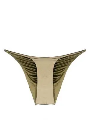 ISA BOULDER Gathered-detail Bikini Bottoms - Gold