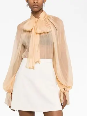 ATU BODY COUTURE Sheer Silk Blouse - Yellow