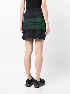 PEARLY GATES Logo-tape Plaid Knitted Skirt