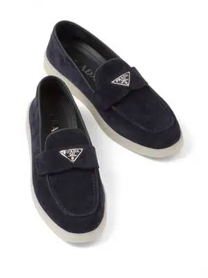 Prada Triangle-logo Suede Loafers