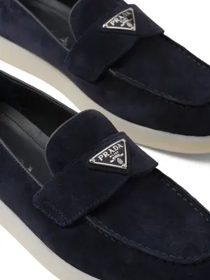 Prada Triangle-logo Suede Loafers