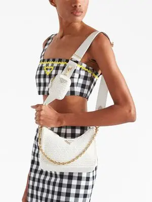 Prada Re-edition Crochet-knit Shoulder Bag - White