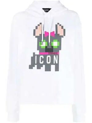 Dsquared2 Icon Pixelated-print Hoodie - White