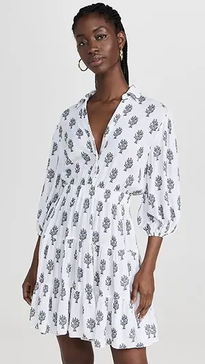 Playa Lucila Collared Mini Dress - Blue Print