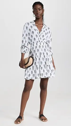 Playa Lucila Collared Mini Dress - Blue Print