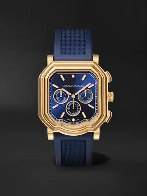 GERALD CHARLES Maestro 3.0 Automatic Chronograph 39mm 18-karat Rose Gold And Rubber Watch - Blue