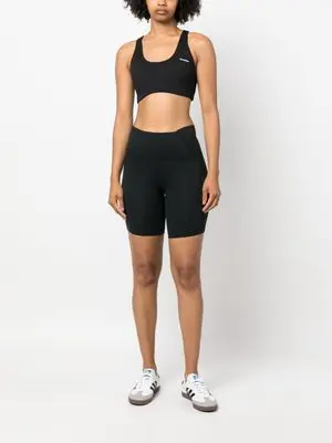 SPORTY & RICH Serif Logo Patch Ribbed Bra - Black
