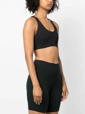 SPORTY & RICH Serif Logo Patch Ribbed Bra - Black