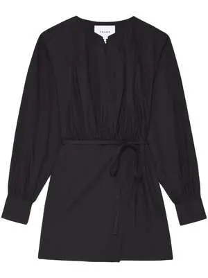 FRAME Wrapped Cotton Mini Dress - Black