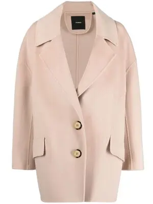 Pinko Single-breasted Wool Coat - Neutrals