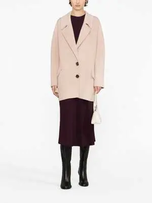Pinko Single-breasted Wool Coat - Neutrals