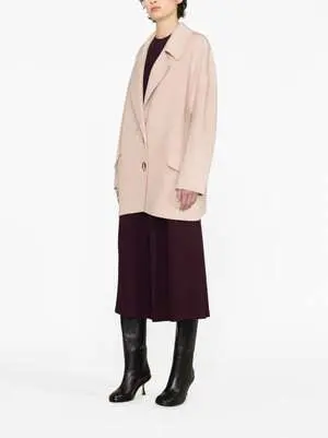 Pinko Single-breasted Wool Coat - Neutrals