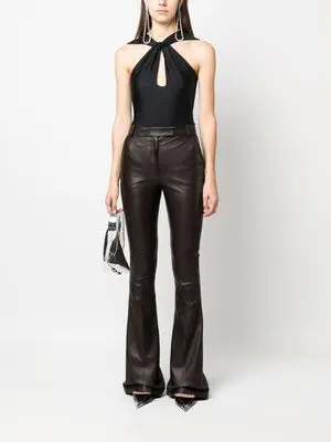 Attico Piaf Leather Flared Trousers