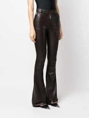 Attico Piaf Leather Flared Trousers