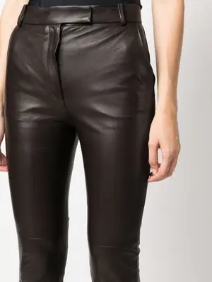 Attico Piaf Leather Flared Trousers