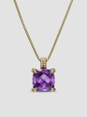 David Yurman Chatelaine Pendant Necklace In 18k Yellow Gold With Pavé Diamonds Amethyst