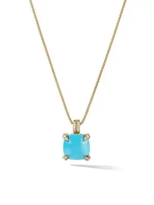 David Yurman Chatelaine Pendant Necklace In 18k Yellow Gold With Pavé Diamonds Turquoise