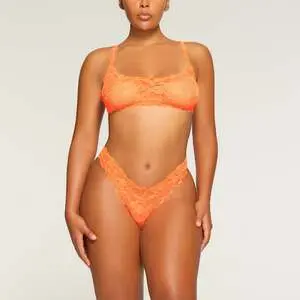 SKIMS Stretch Lace Skimpy Scoop Bralette Neon Orange