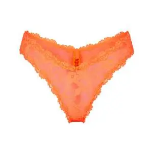 SKIMS Stretch Lace Dipped Thong Neon Orange