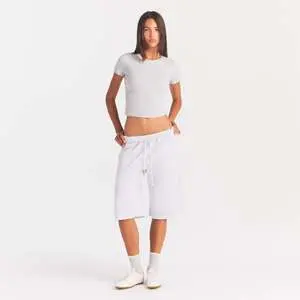 SKIMS Cotton Rib Crewneck T-shirt Light Heather Grey