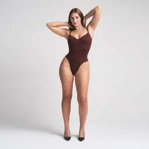 SKIMS Seamless Sculpt Thong Bodysuit Oxblood