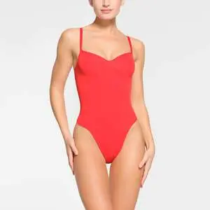 SKIMS Seamless Sculpt Thong Bodysuit Ruby