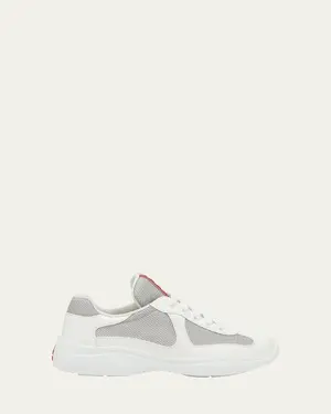 Prada America's Cup Vernice Patent Runner Sneakers - White/silver
