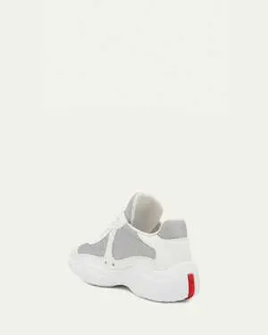 Prada America's Cup Vernice Patent Runner Sneakers - White/silver