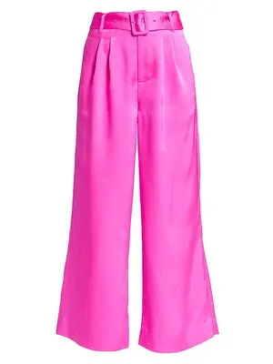 Generation Love Women's Eloise Satin Wide-Leg Pants - Hot Pink  - Hot Pink