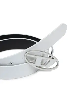 DIESEL® B-1dr Logo-buckle Leather Belt - White
