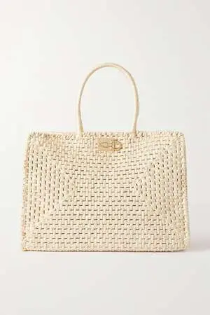 FERRAGAMO The Studio Box Large Raffia Tote Beige