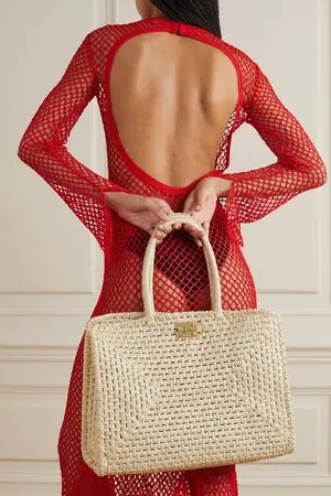 FERRAGAMO The Studio Box Large Raffia Tote - Neutrals