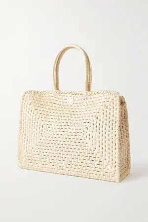 FERRAGAMO The Studio Box Large Raffia Tote - Neutrals