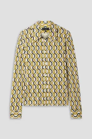 NILI LOTAN Celestine Printed Jersey Shirt - Mustard