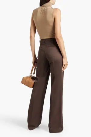 NILI LOTAN Arielle Wool-twill Flared Pants - Dark Brown